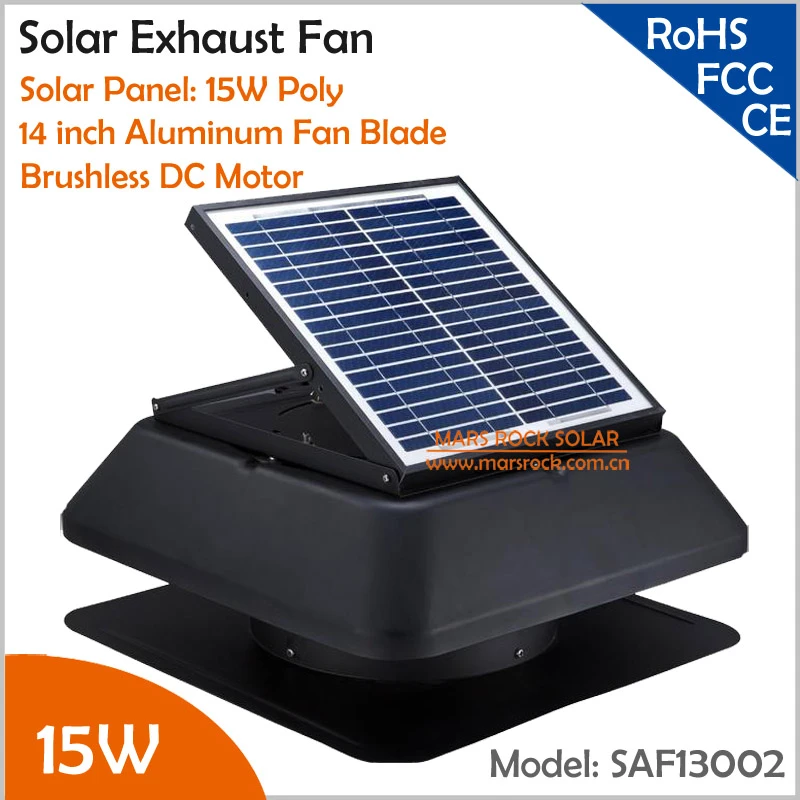 Brushless Motor Adjustable Solar Panel 15w 14inch Solar Exhaust Fan ...