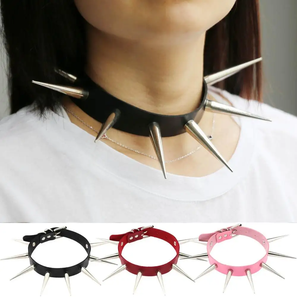 Gothic Spiked Punk Choker Collar With Long 5.5cm Spikes Rivets Handmade ...