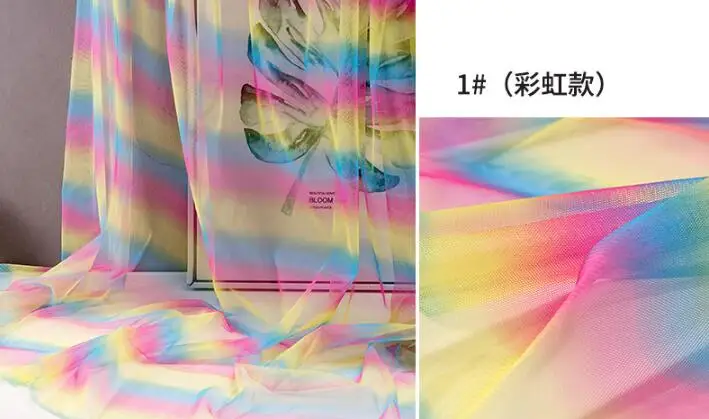 Rainbow Gradient Mesh Chiffon Fabric - Queerks™