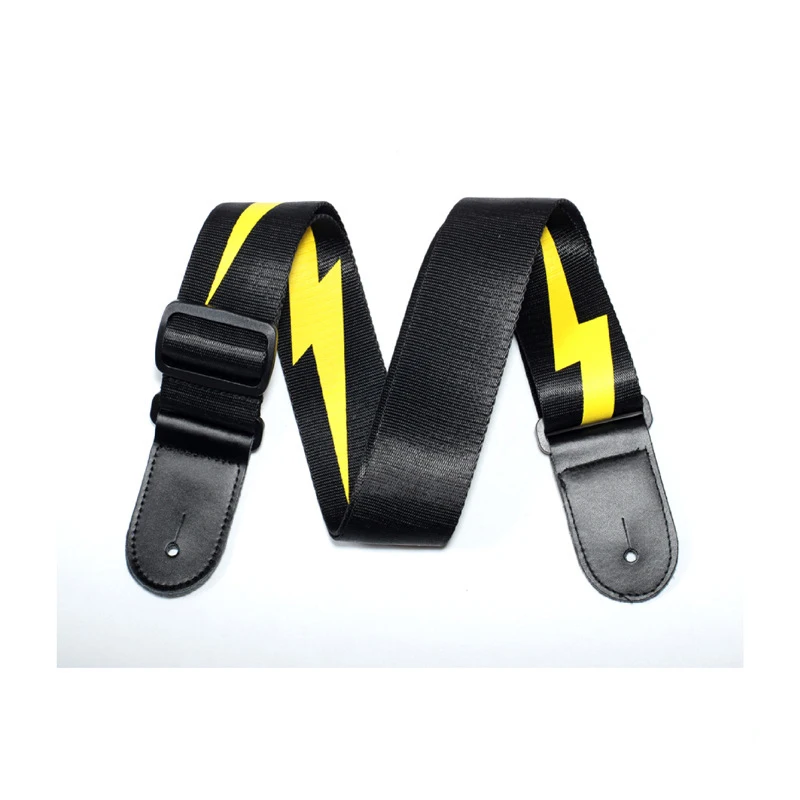 Genuine leather Head Yellow lightning Electric Guitar Strap Acoustic ...