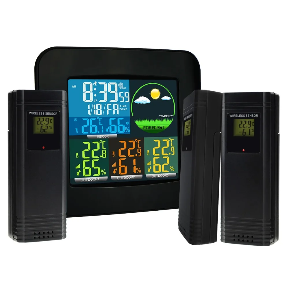 Station Météo Numérique Msf Dcf Rcc 3, Capteur Sans Fil Intérieur/extérieur, Prévisions ...