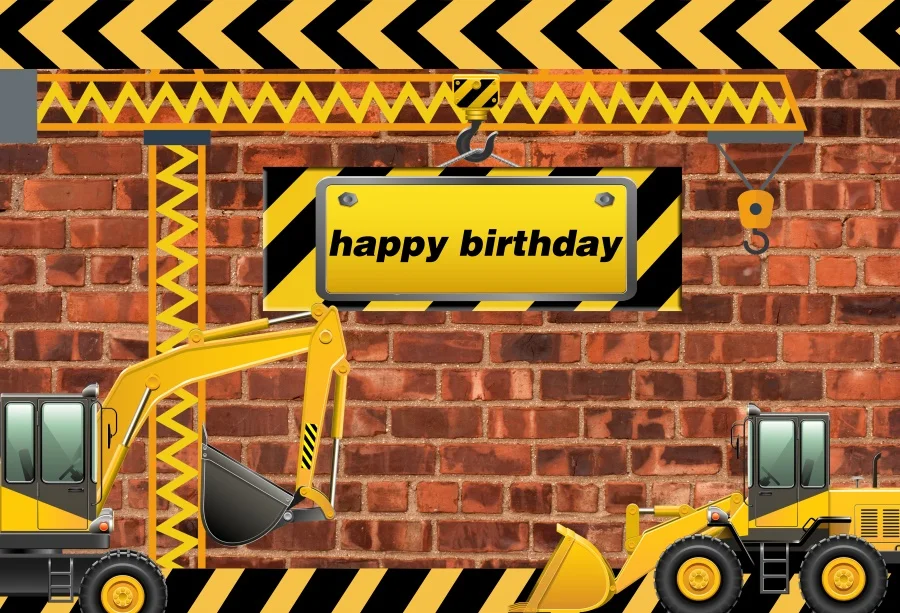 Laeacco Cartoon Digger Baby Children Birthday Party Photography ...