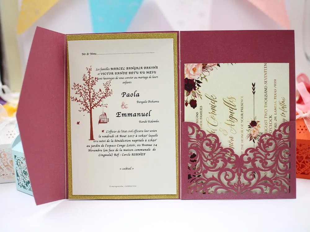 Tarjetas-de-invitaci-n-de-boda-con-dise-o-popular-sobre-rojo-chino ...