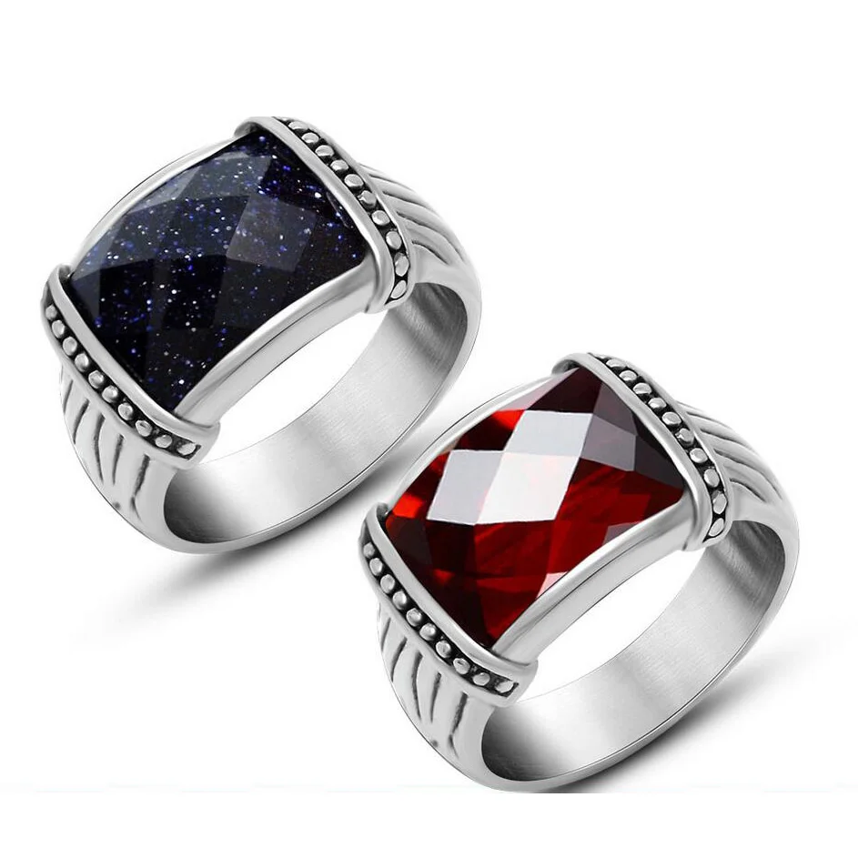 Mosaic Blue Sand Stone Pomegranate Red Stainless Steel Vintage Jewelry ...