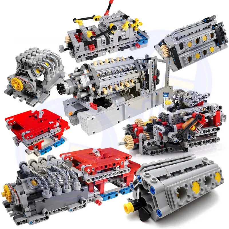 V8 Engine With Gearbox Tech Engine Model Particle Building