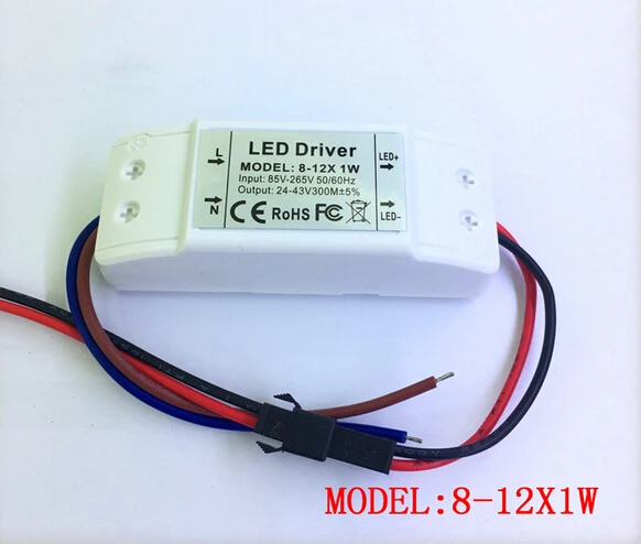 8 12x1w 8w 9w 10w 11w 12w LED Driver Power Supply 300mA input85 265v ...