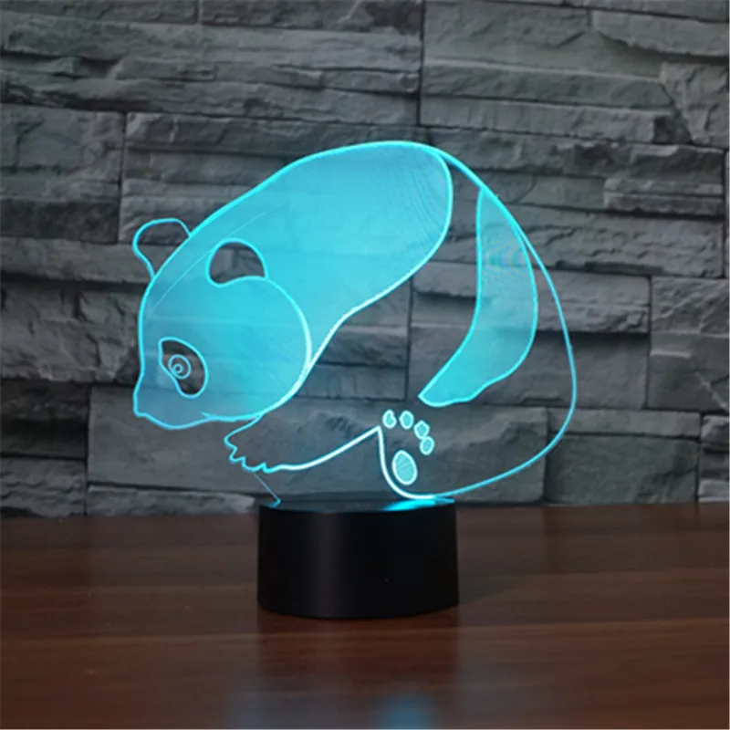 [Seven Neon]free Shipping panda shape Acrylic 7Colors Desk Lamp 3D Lamp ...