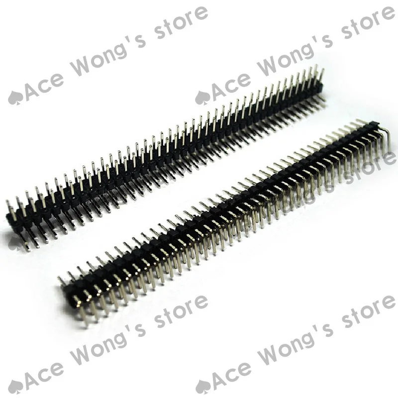 (20pcs/lot) 2x40 pins Double Row Pin 2.54 mm Pitch Right Angle Curved ...