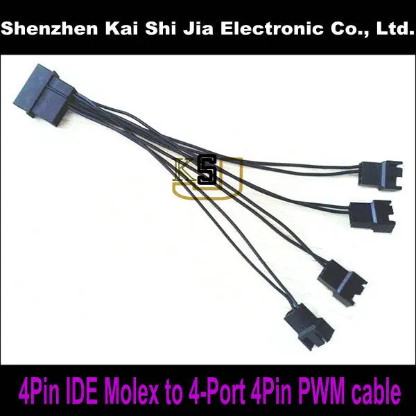 4Pin IDE Molex to 4 x 4 Pin PWM Fan Power splitter cable, Cooler ...