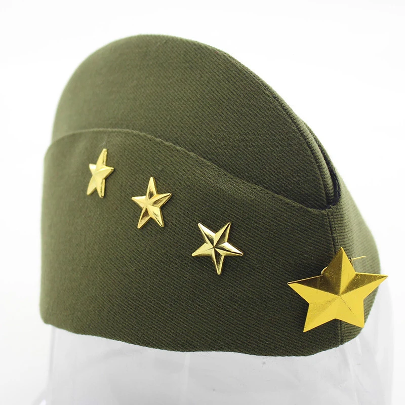 Women Miltary Side Hat Canvas Foldable Star Pilotka Garrison Army Caps ...
