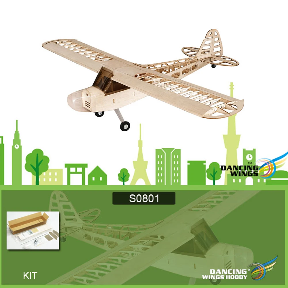S0801 RC Airplane Dancing Wings Hobby Balsa Wood 1.2M Piper Cub J-3 ...