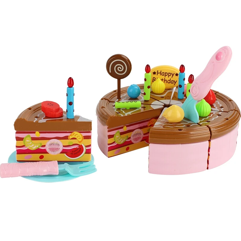 DIY Cake Assemble Candle Fruit chocolate Kitchen Toys Pretend Play ...