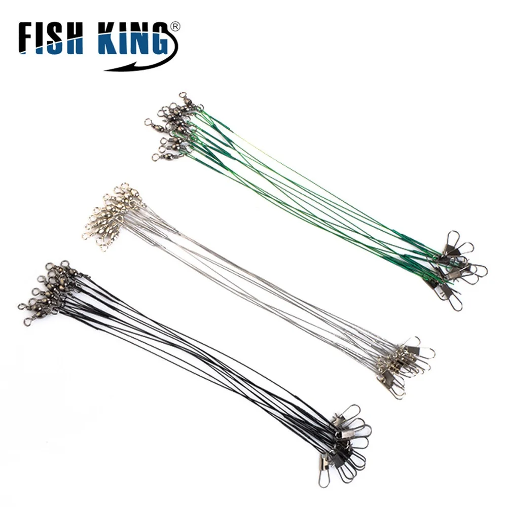 10pcs-15-20-25-30cm-Stainless-Steel-Wire-Leader-Fishing-Leash-With ...