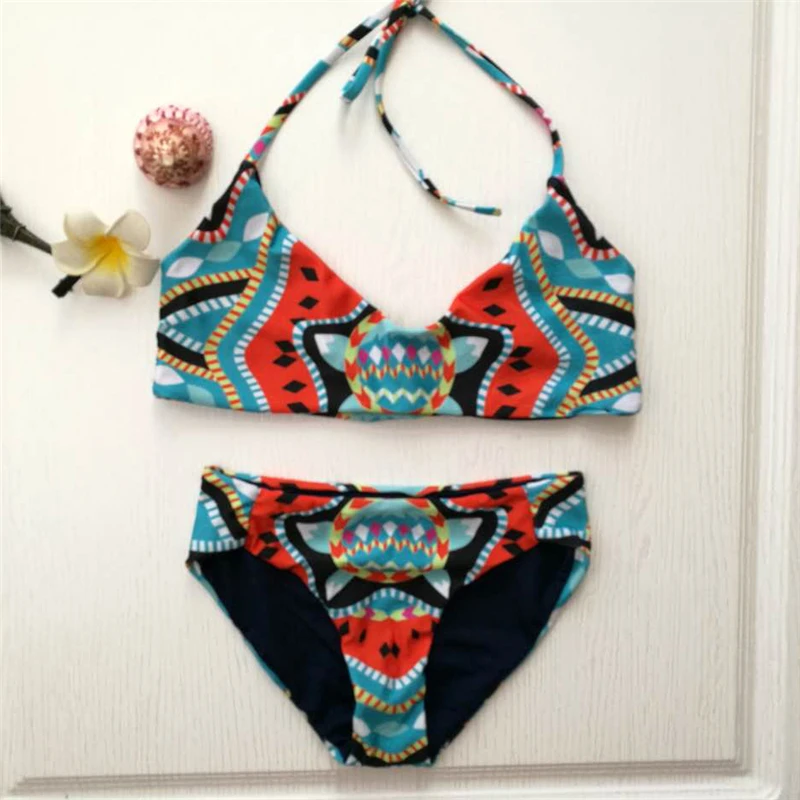 Hongfenyueding Print Swimsuit Brazilian Bikini Thong Micro Bra Sexy