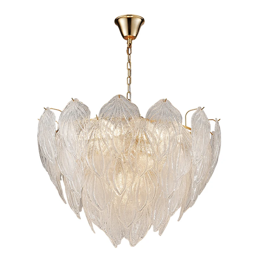 Lustre Modern Chandelier Lighting Fixture LED Light Maple Leaf Glass ...
