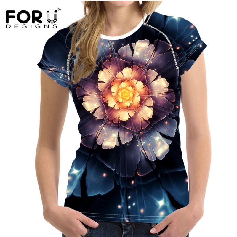 Forudesigns 3d Floral T Shirt For Woman Harajuku Flower Women Tops