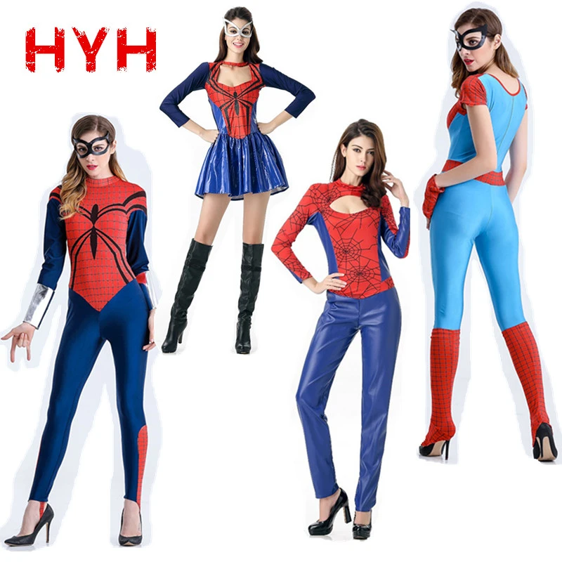 Adult Superhero Cosplay Halloween Costumes Sexy Spiderman Costume Women