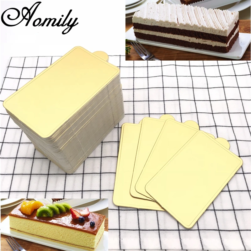 Aomily-Gold-100pcs-Set-Rectangle-Mousse-Cake-BoardsPaper-Cupcake ...