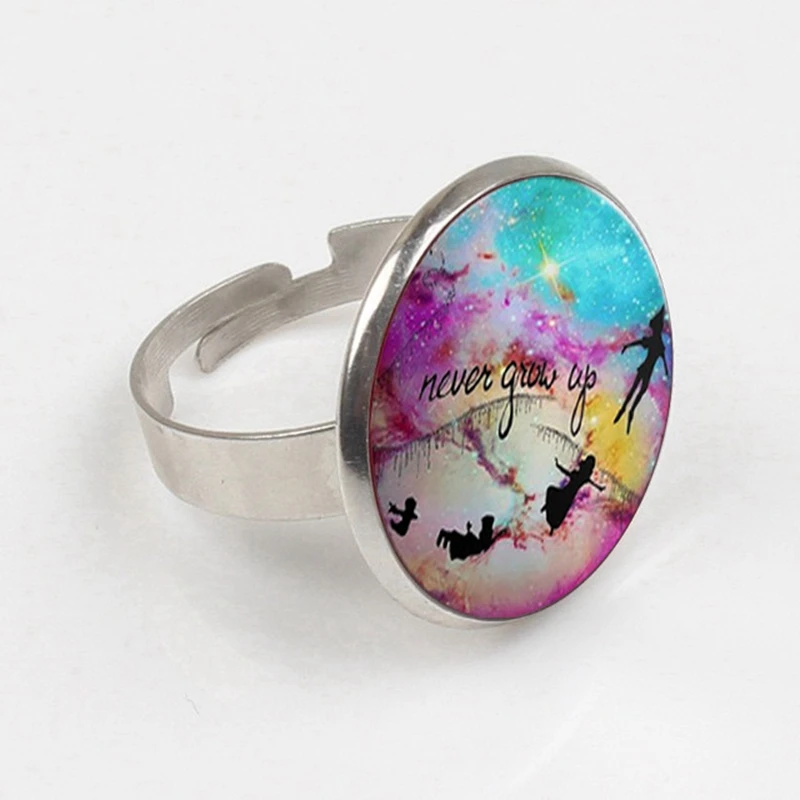 GDRGYB 2019 Hot Peter Pan ring Neverland & Never Grow Up Pattern Glass ...