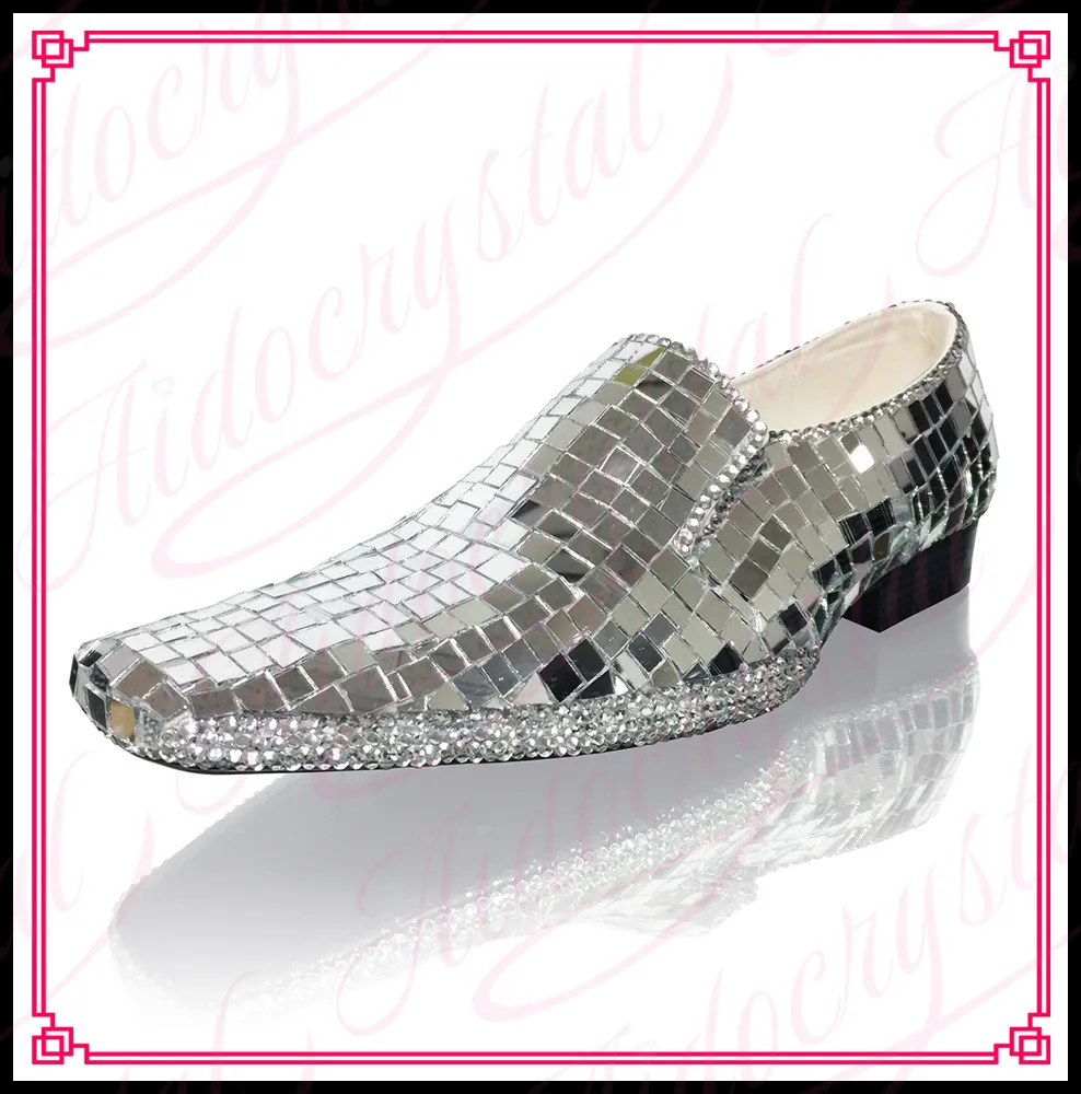 Aidocrystal Handmade Square Toe White Glass Diamond Men Stage ...