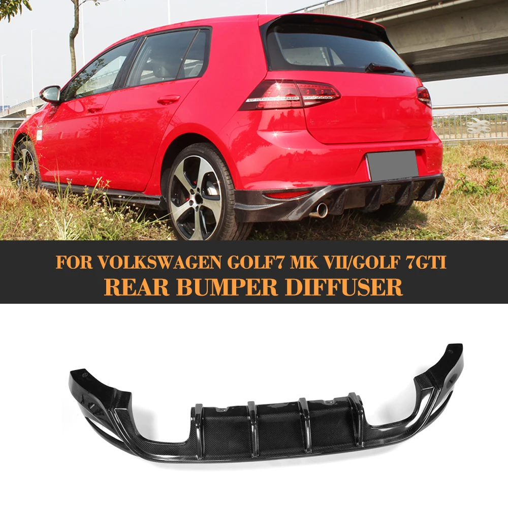 Carbon Fiber Car Rear bumper diffuser lip spoiler For Volkswagen VW Golf 7 VII standard And GTI ...
