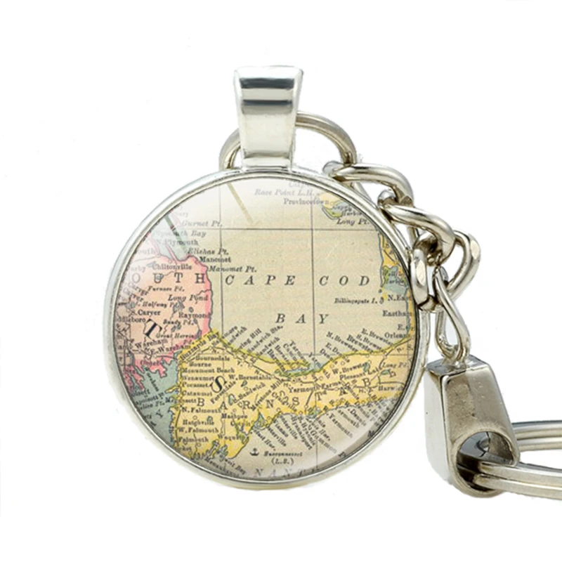 Cape Cod Map Keychain Handmade Vintage Cape Cod Map Jewelry Gift Map ...