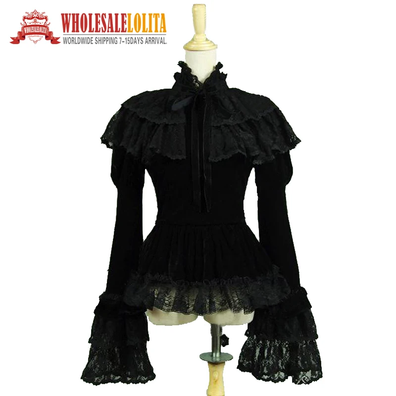 Gothic Victorian Black Velvet Blouse Top Steampunk Witch Vampire ...