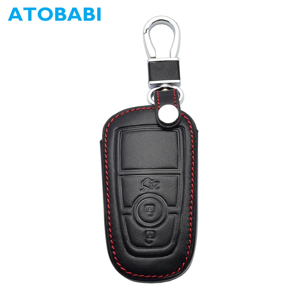 ATOBABI Car Key Case 3 Buttons Real Leather Smart Remote Fobs Shell ...