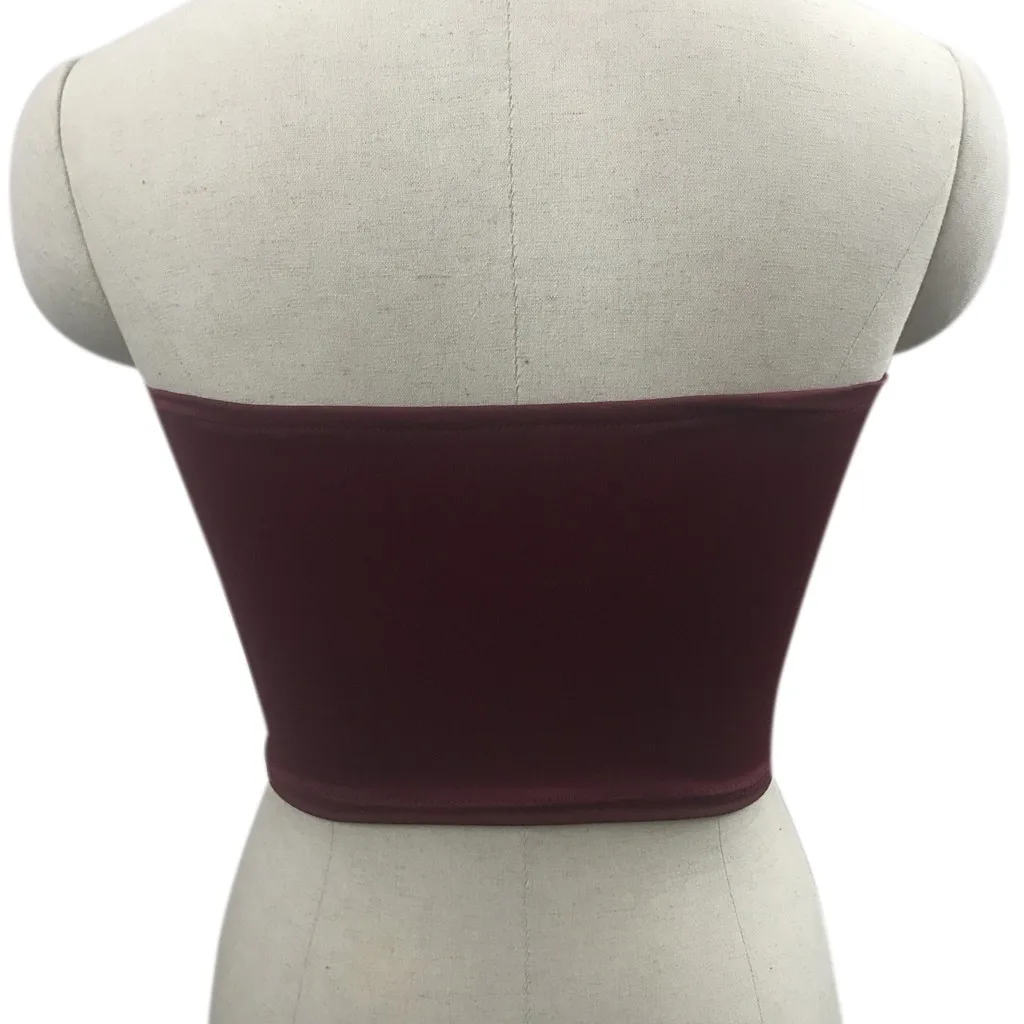 Feitong/без рукавов Топы без бретелек Сексуальная Женская однотонная ...