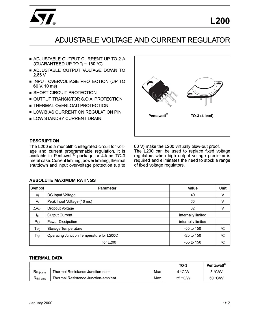 Купить регулируемое напряжение и ток микросхема l200c, л200 в интернет ...