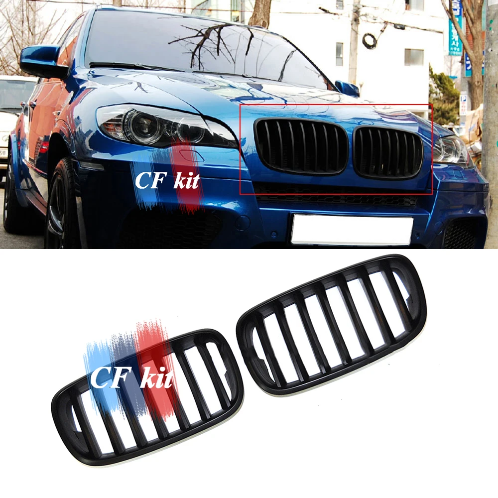 CF комплект гоночных грилей Передняя почка глянцевый черный+ M-color одинарная планка гриль для ...