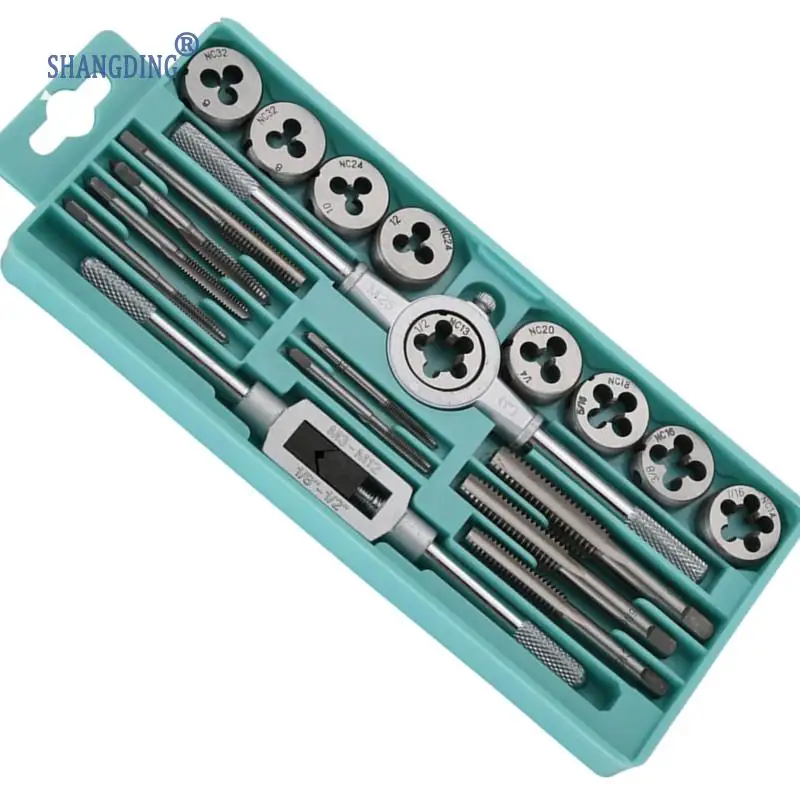 20pcs Inch Tap Dies Set 1/2'' 6'NC Screw Thread Plugs Taps Carbon Steel ...