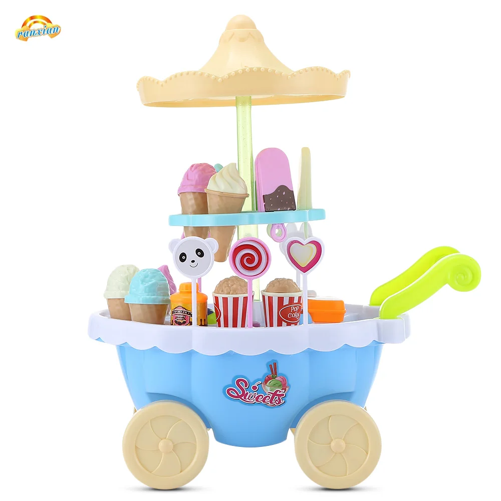 RANXIAN 1800 22 DIY Pretend Play Candy Ice Cream Cart Household Playset ...