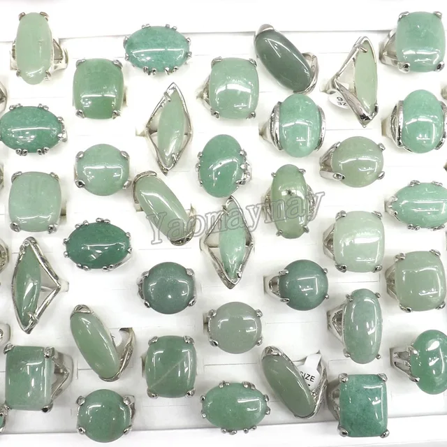 Aliexpress.com : Buy 50pcs/Lot Big Natural Light Green Stone Rings Semi ...