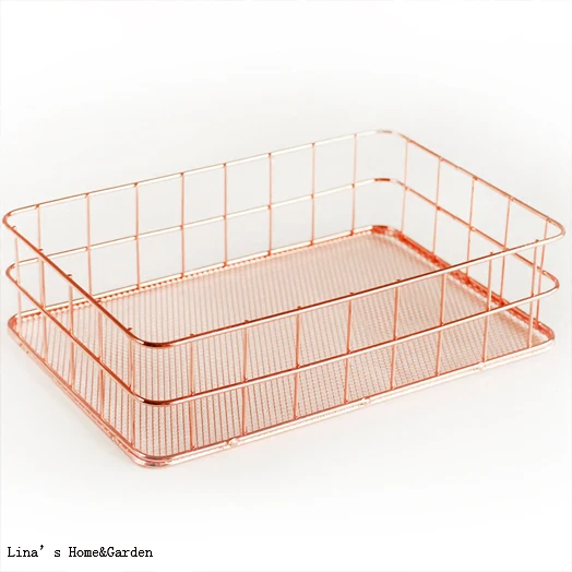 Rectangular Rose Gold Wire Basket - Storage Baskets - AliExpress