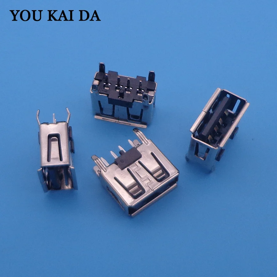A Type Flat Angle Female Usb Pcb Connector Socket Usb Jack Plug Black ...