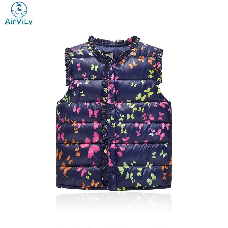 Girls Vests Children's Down Cotton Warm Vest Baby Girls Sweet Floral ...
