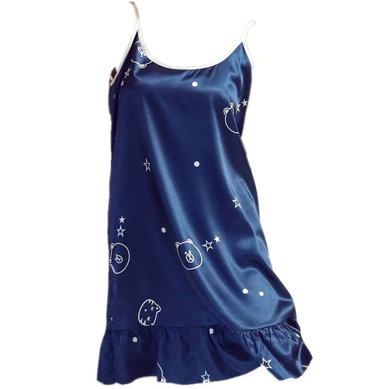 Summer Ice Silk Pleasantly Cool Nightgown Women Sleepwear Sexy Night ...