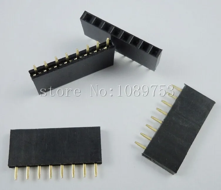 100pcs 8pin 2.54mm Single Row Straight Female Pin Header 8p Strip Pbc ...