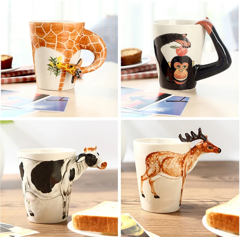 High Quality Ceramic Coffee Mug 3D Animal Shape Hand Painted Milk Tea ...