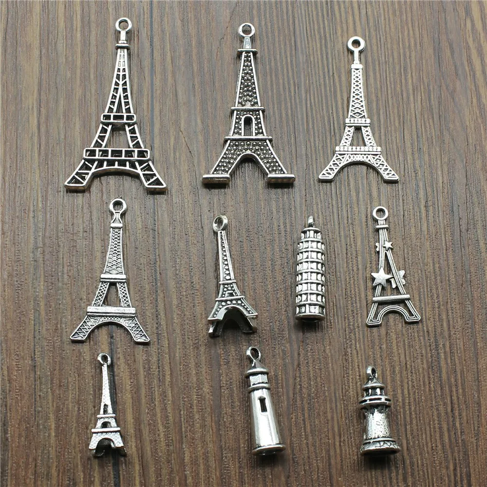 10pcs-Charms-Eiffel-Tower-Antique-Silver-Color-Eiffel-Tower-Pendant ...