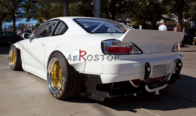 FRP FIBER GLASS ROCKET RB WIDE BODY AERO STYLE TRUNK WING FOR S15 AU ...
