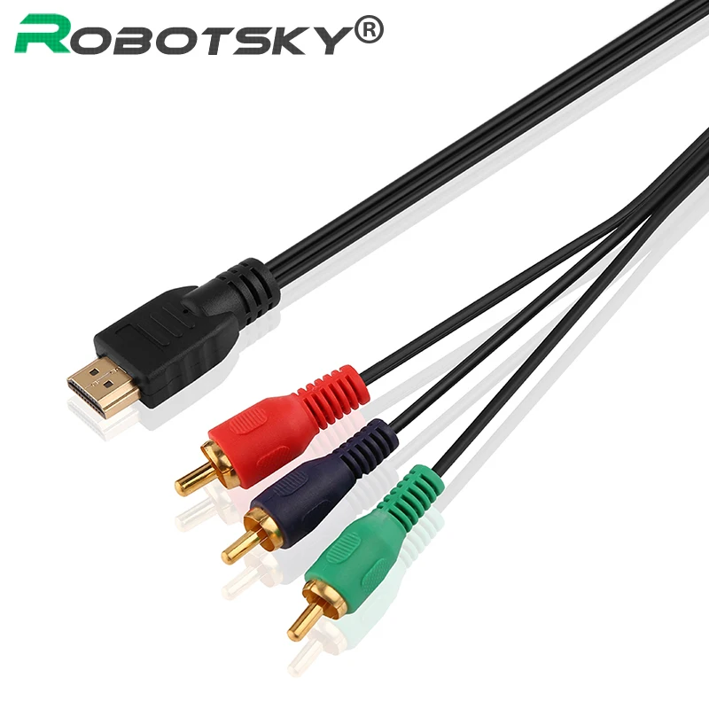 1PCS/2PCS 1M HDMI To 3RCA 3 RCA Video Component Convert HDMI Male to ...
