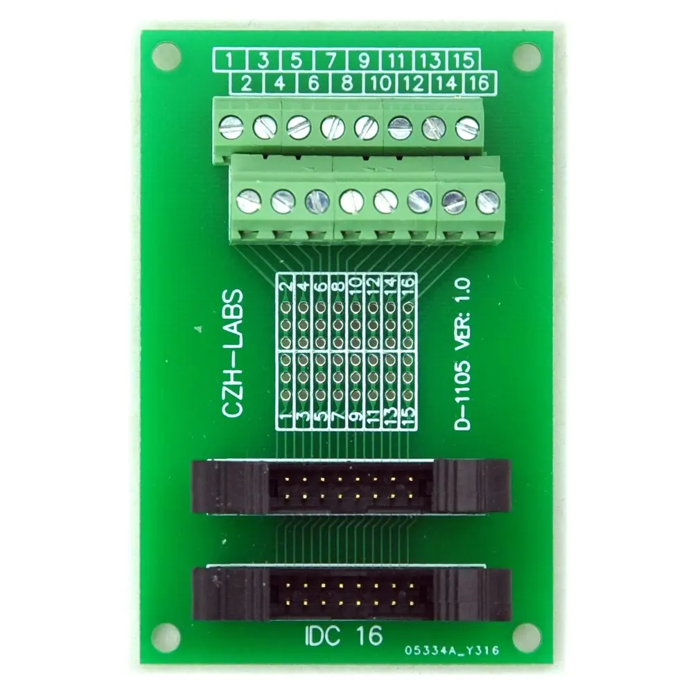 Idc-16 2x8pins 2.0mm Dual Male Header Breakout Board, Screw Terminal ...