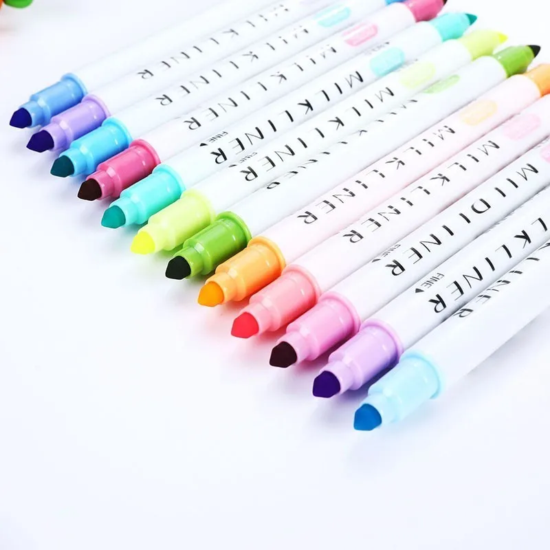 12 Pcs/set Cute Japanese Stationery Zebra Mildliner Double Headed ...