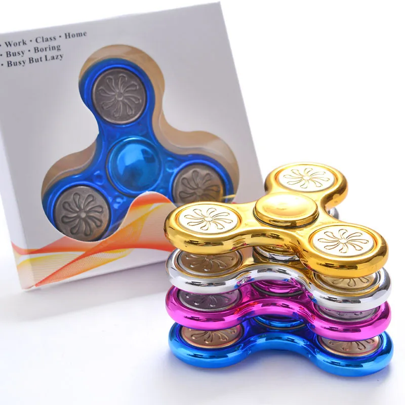 4 Colors Tri metal Spinner Fidgets Anti Stress Sensory metal Fidget ...