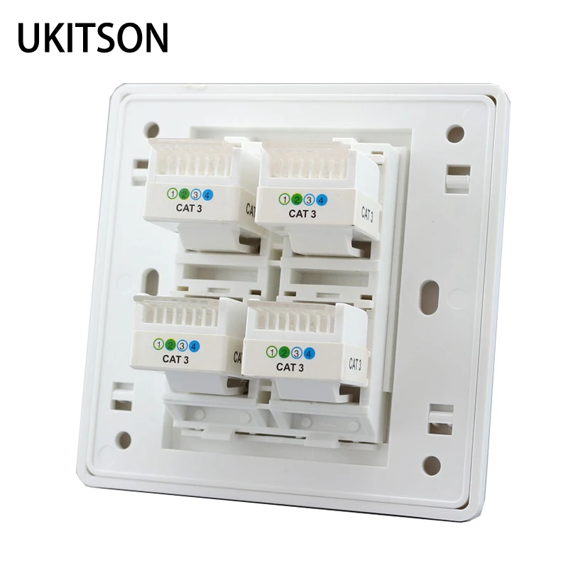 4-Ports-RJ11-CAT3-Phone-Socket-Wall-Panel-86x86mm-Telephone-Connector ...