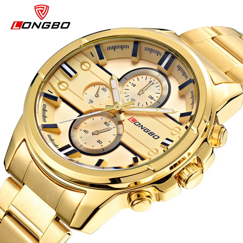 LONGBO Military Men Stainless Steel Band Sports Quartz Watches Dial ...