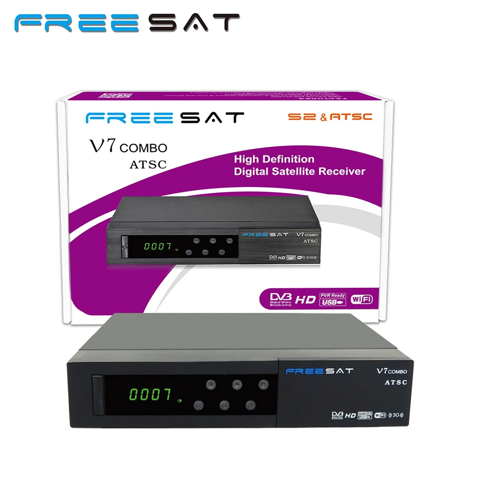 Freesat V7 Combo ATSC Satellite TV Receiver DVB S2+ATSC Full HD 1080P ...