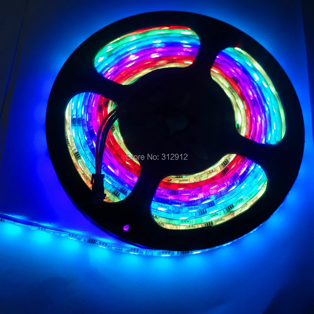 디지털 스트립, WS2811 IC DC12V 5050 led 60leds/m, 20 픽셀/메터; 흰색 PCB, 72W/5m/롤, IP65 방수 실리콘 튜브|led can ...